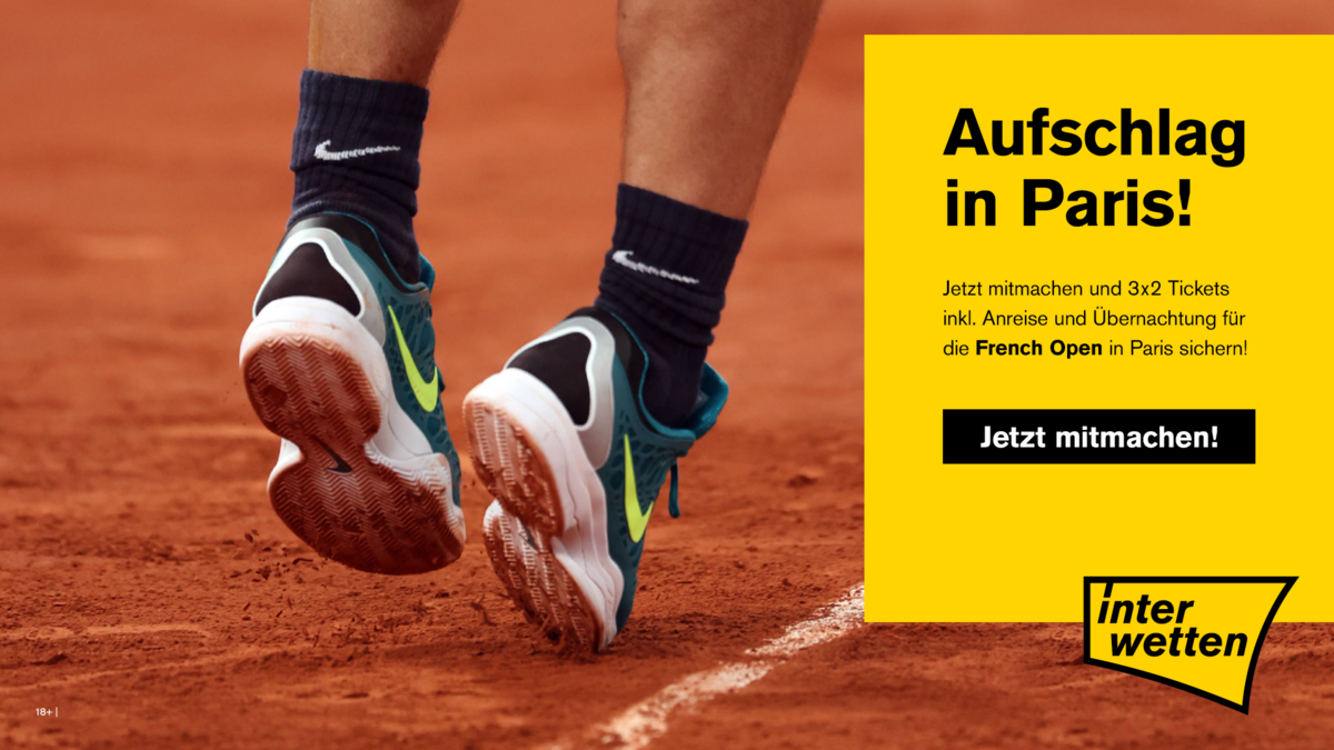 3 x 2 Tickets für das Viertelfinale bei den French Open gefällig ...